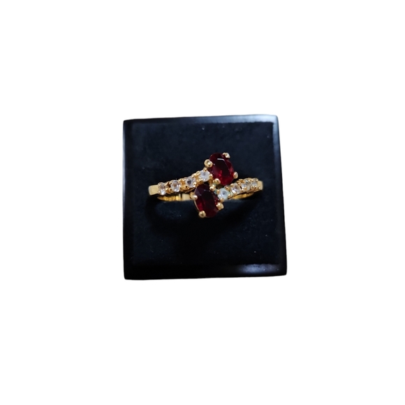 Jewelry | Size 95 Vintage Gold Toned Ruby Bling Ring | Poshmark
